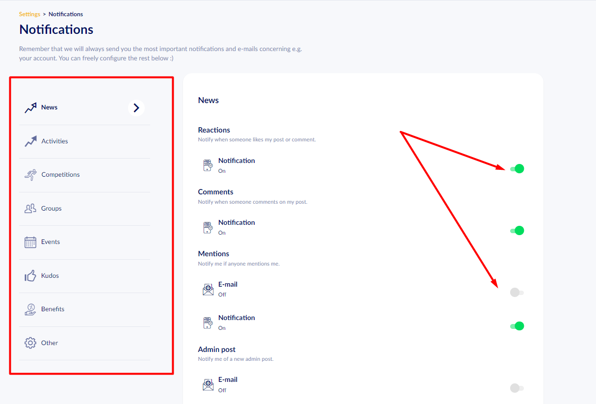 How to enable/disable notifications? – Worksmile